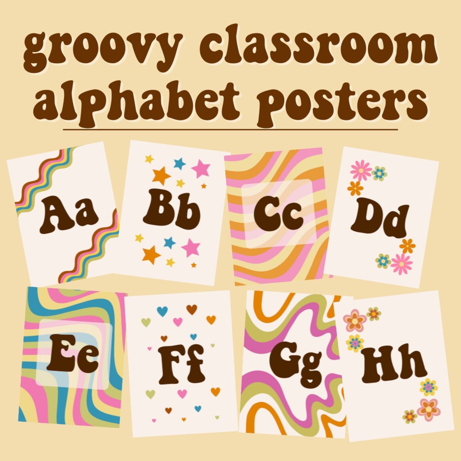 Groovy Classroom Alphabet | Groovy Classroom Decor | Retro Classroom ...