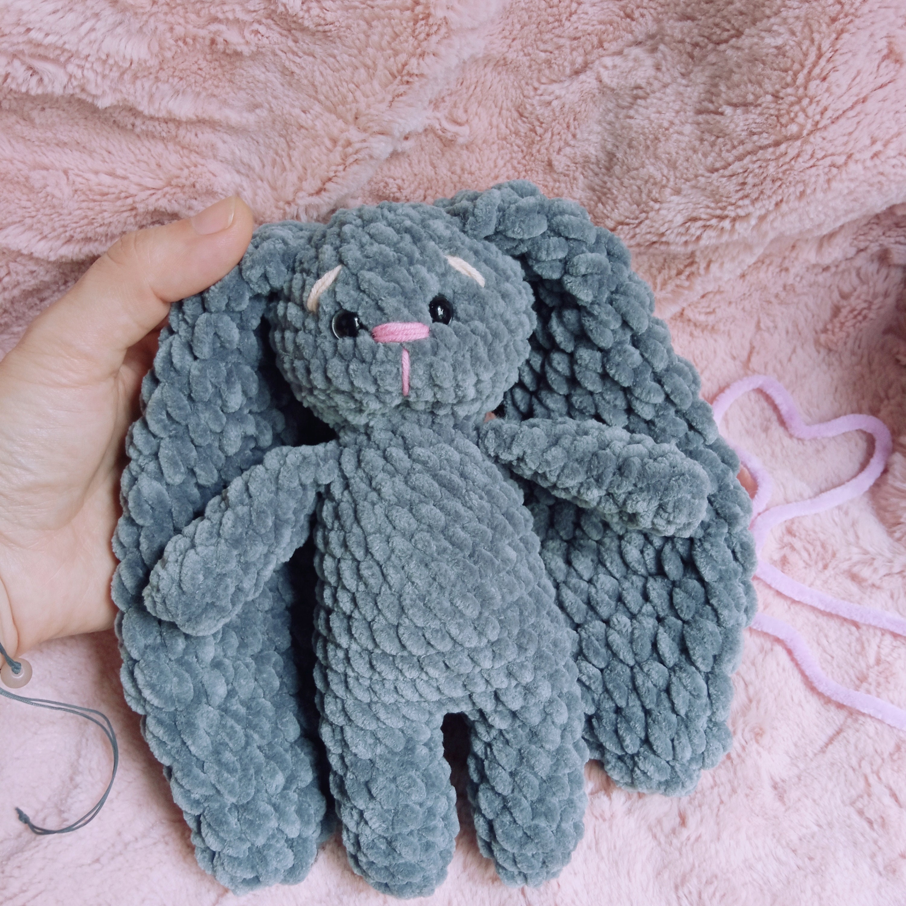 Crochet Plush Grey Bunny Plush Toys Toys for Baby Crochet Bunny Toy ...