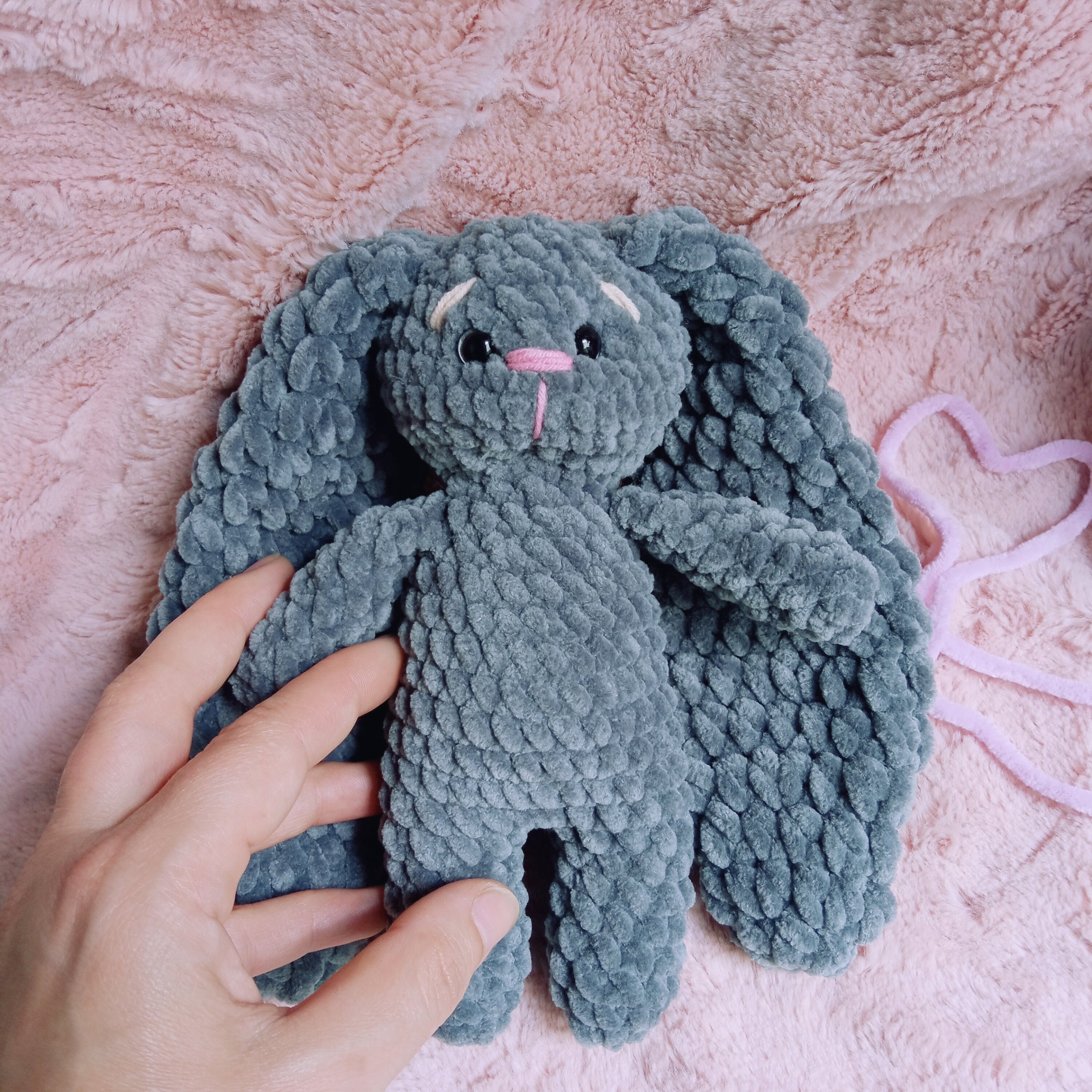 Crochet Plush Grey Bunny Plush Toys Toys for Baby Crochet Bunny Toy ...