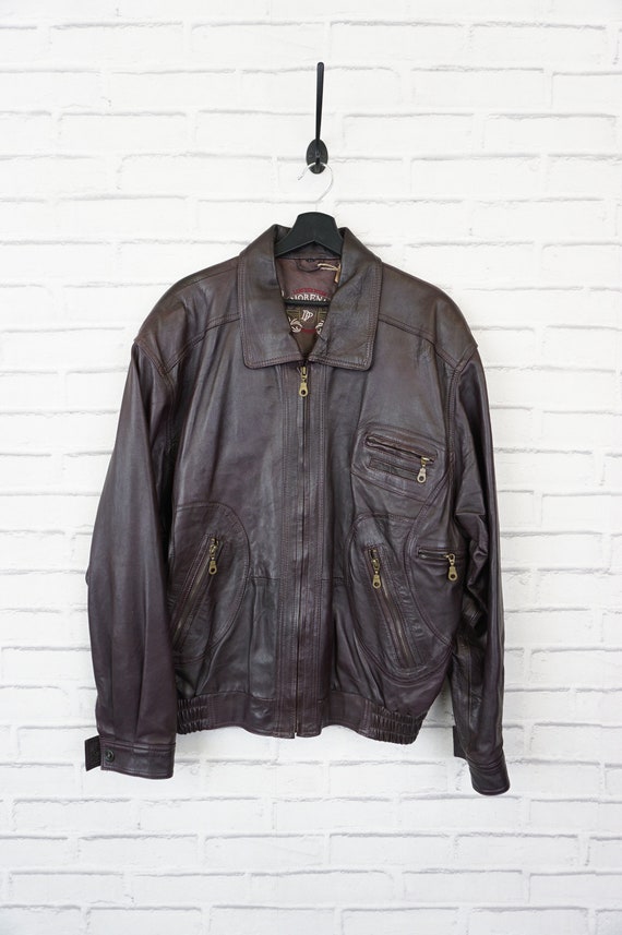 Vintage 90s retro 80s oldschool Leather Leder Jacket Jacke | Etsy