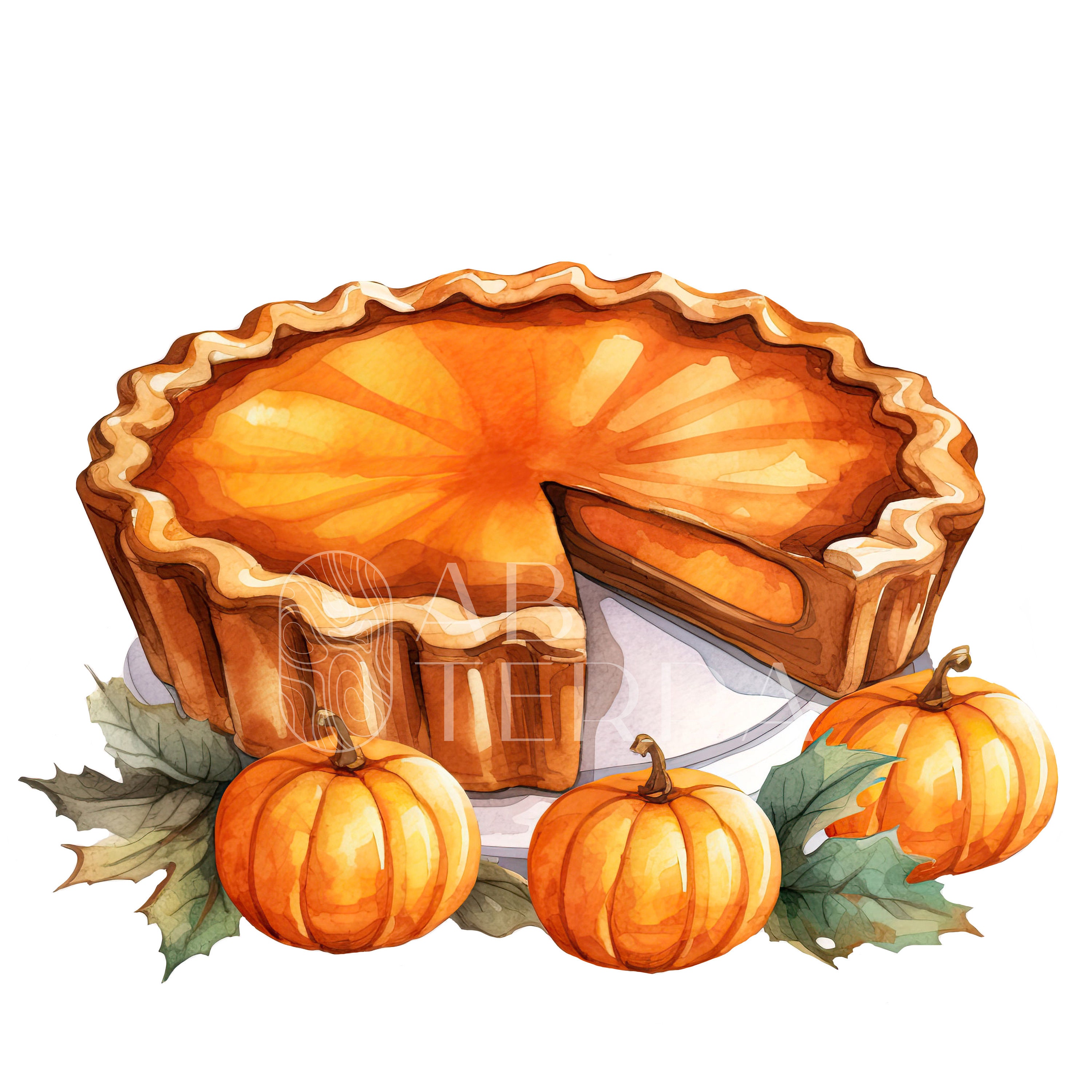 Watercolor Pumpkin Pie Clipart Bundle Commercial Use 10 JPG - Etsy