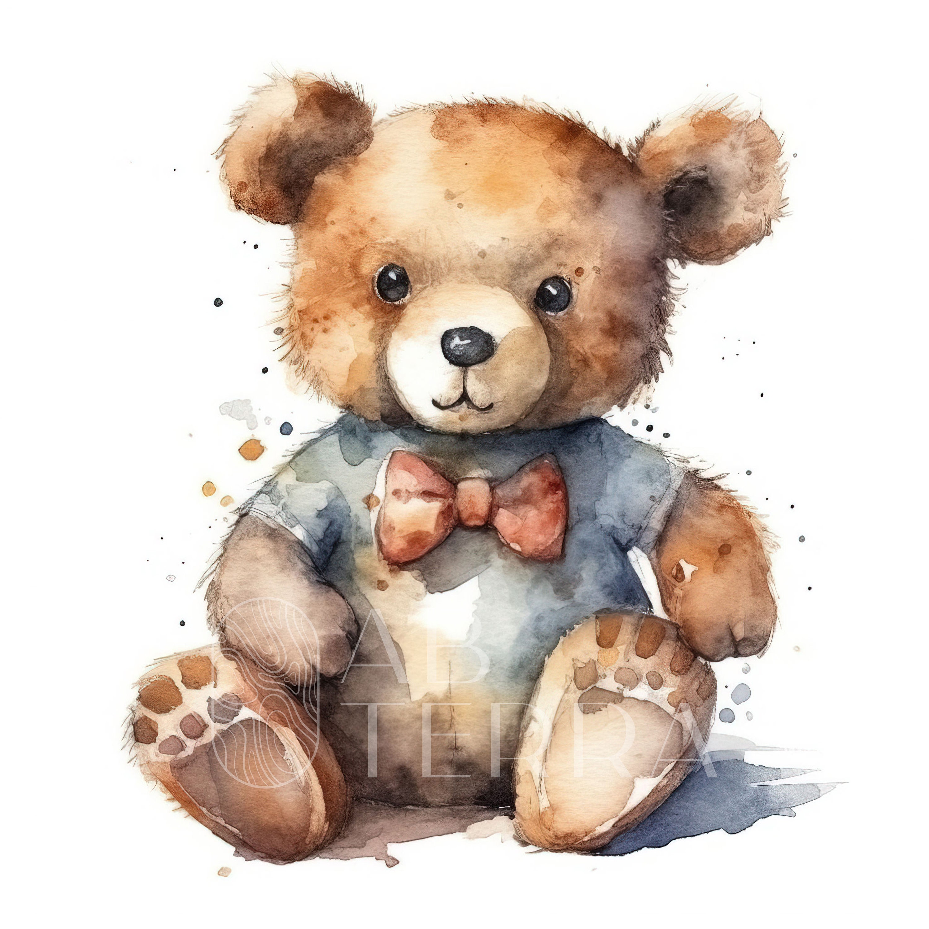 Teddy Bear Watercolor Clip Art Bundle 10 Watercolor Clip Art - Etsy