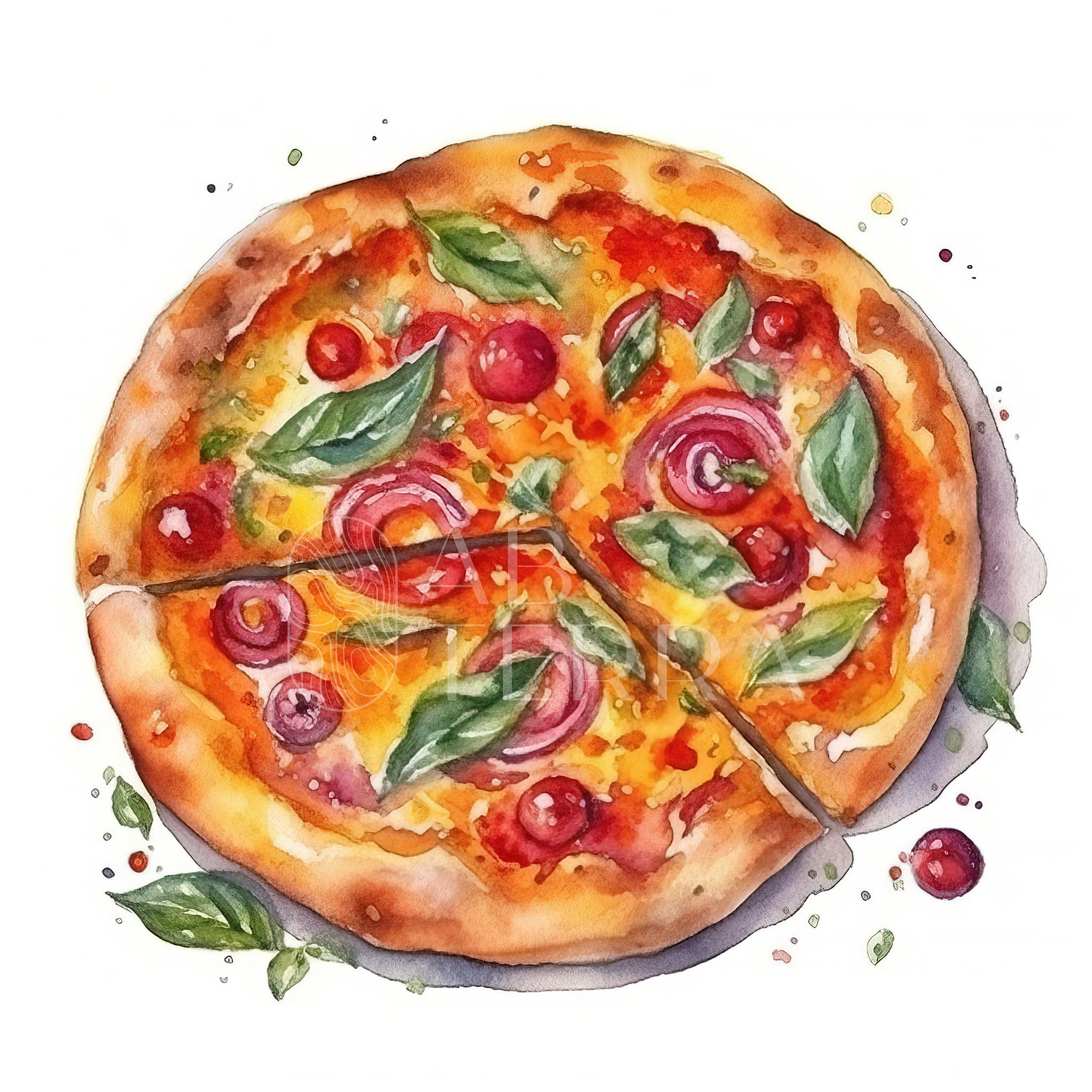 10 Italian Pizza Watercolor Clip Art Bundle, Pizza Clip Art Bundle ...