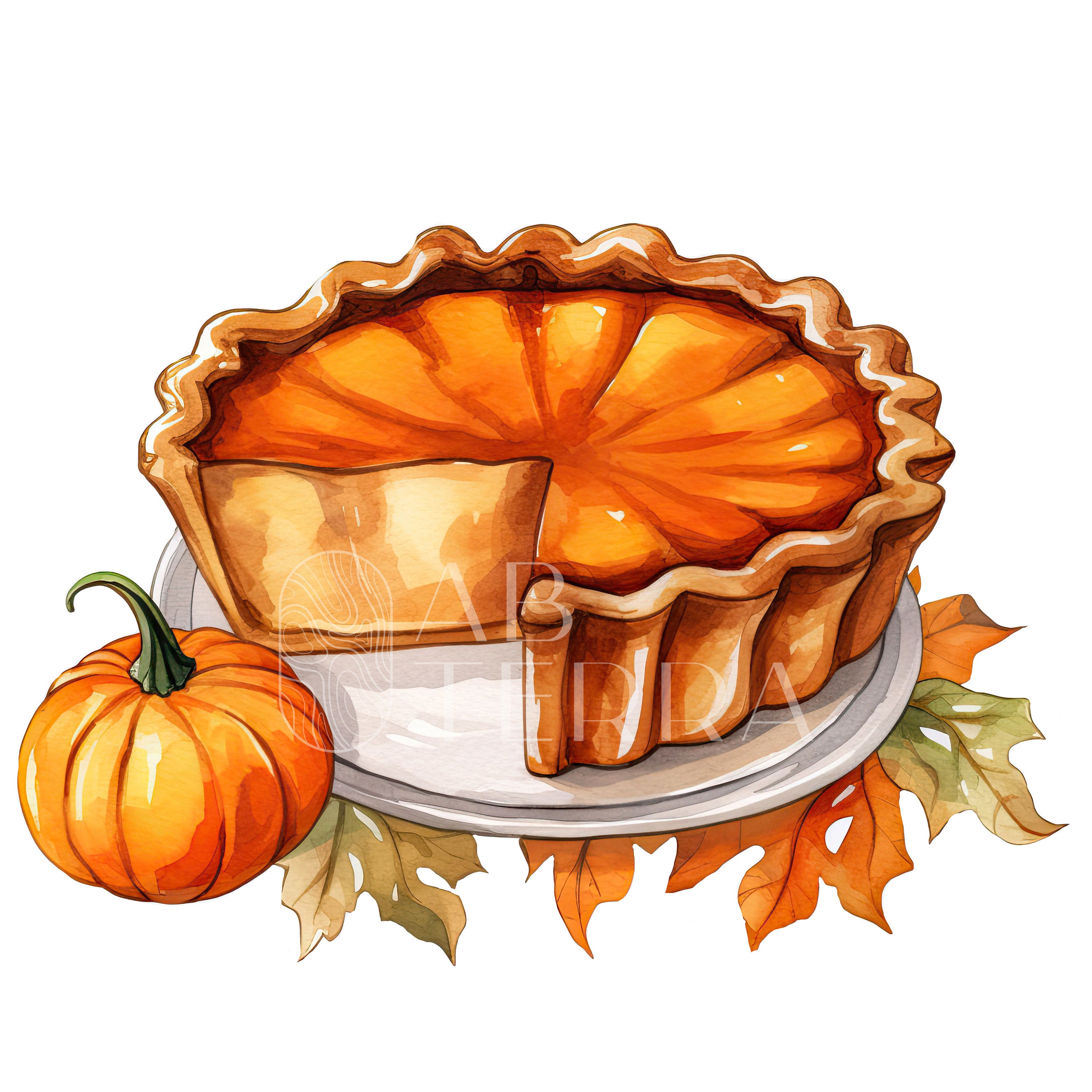 Watercolor Pumpkin Pie Clipart Bundle Commercial Use 10 JPG - Etsy