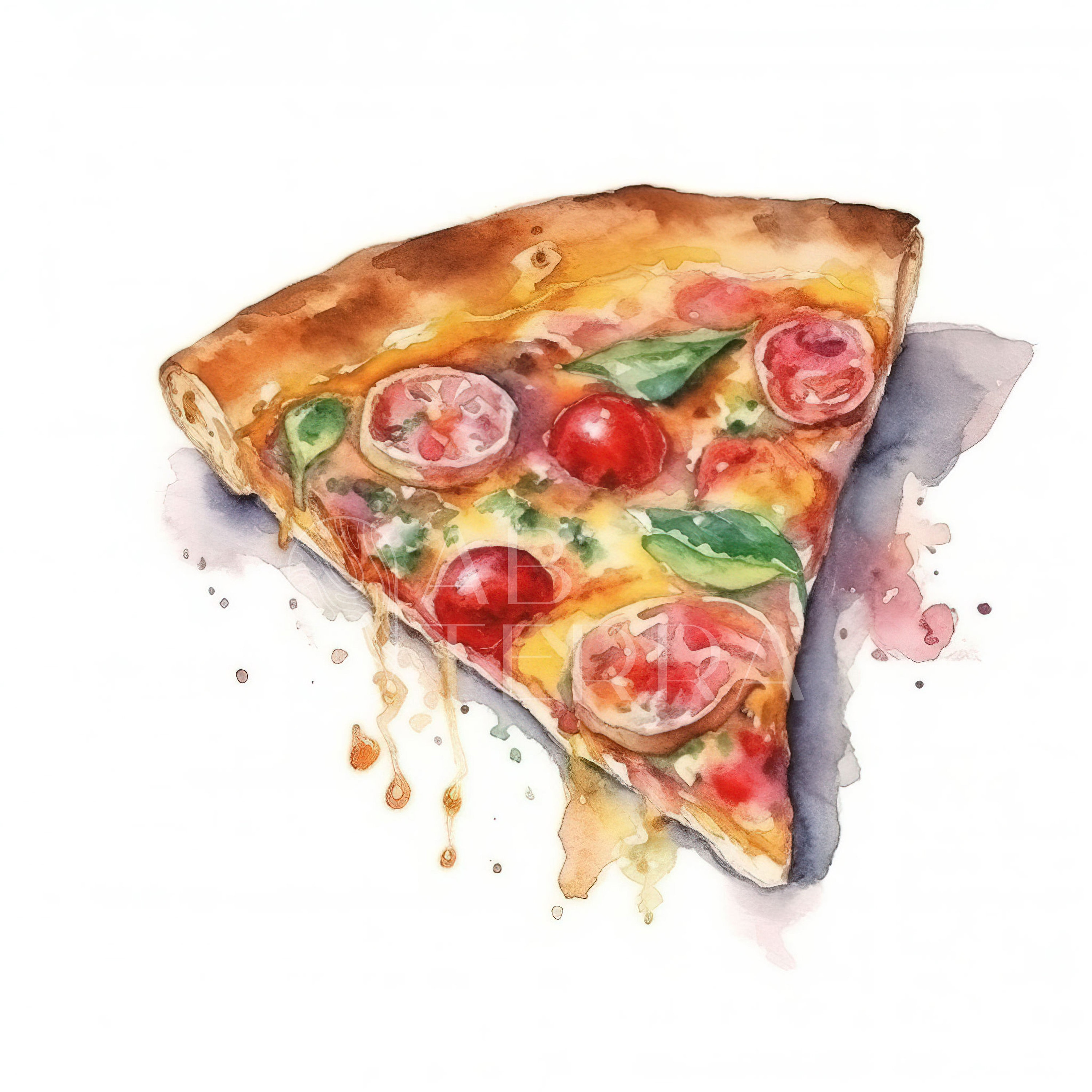 10 Italian Pizza Watercolor Clip Art Bundle, Pizza Clip Art Bundle ...