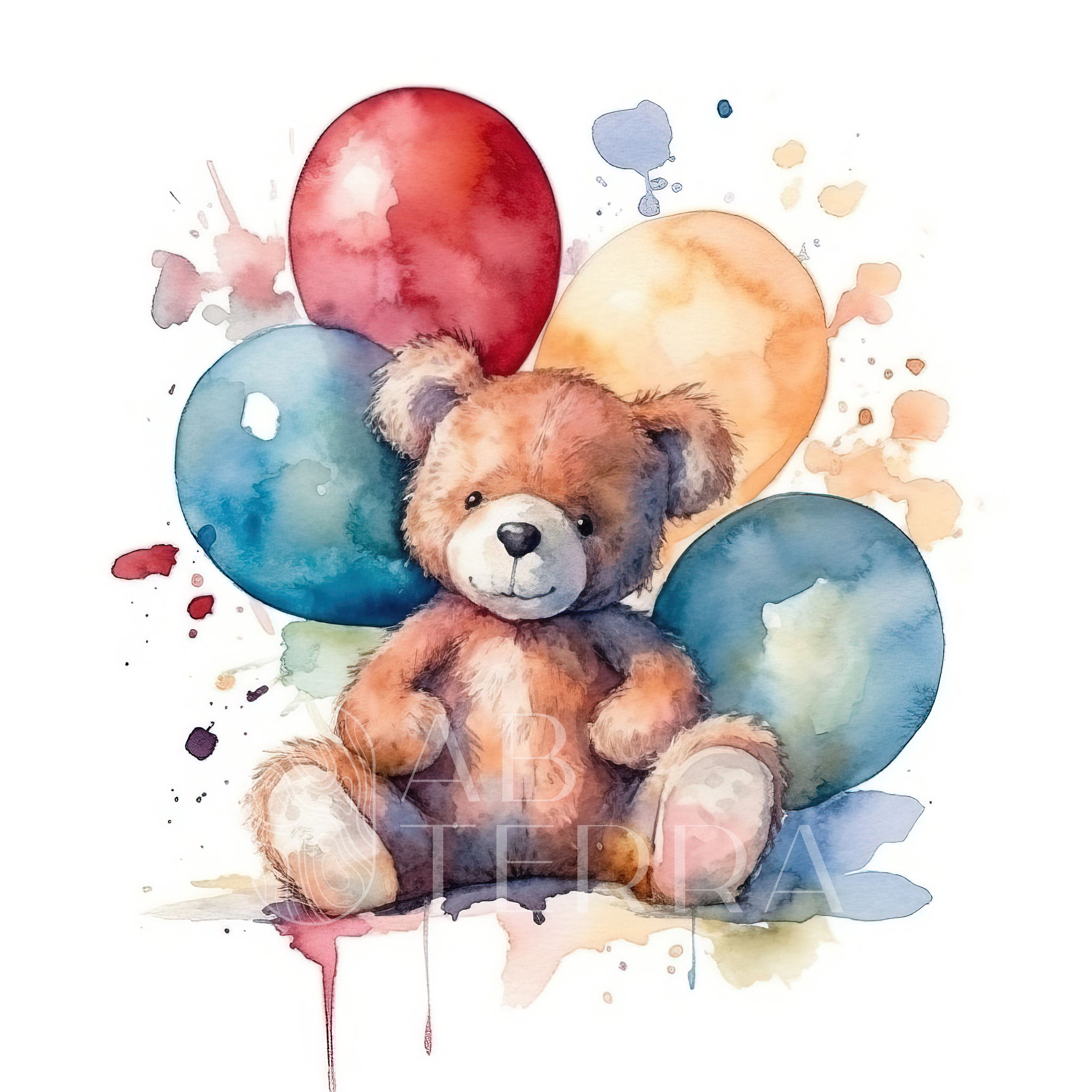 Teddy Bear Watercolor Clip Art Bundle 10 Watercolor Clip Art - Etsy