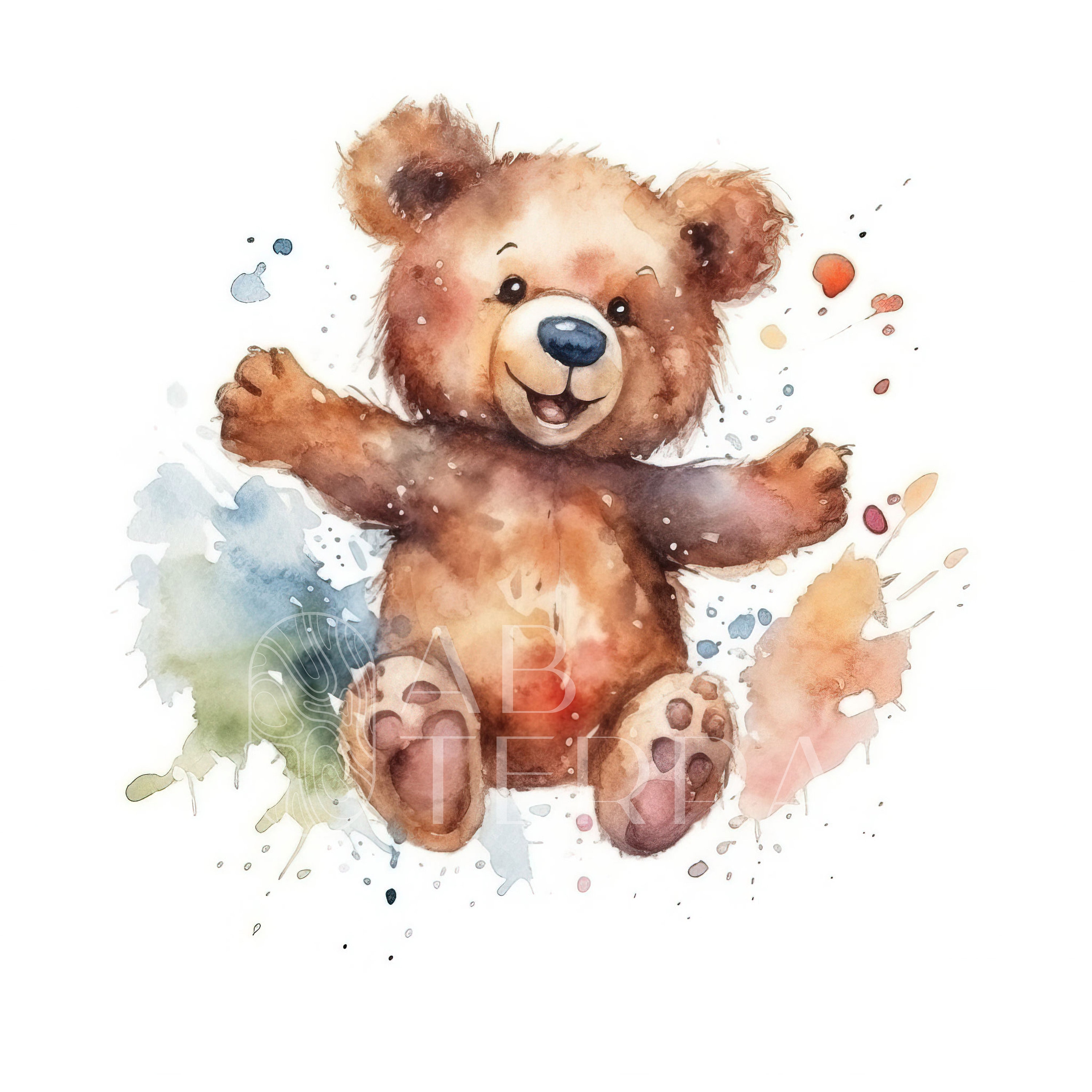 Teddy Bear Watercolor Clip Art Bundle 10 Watercolor Clip Art - Etsy