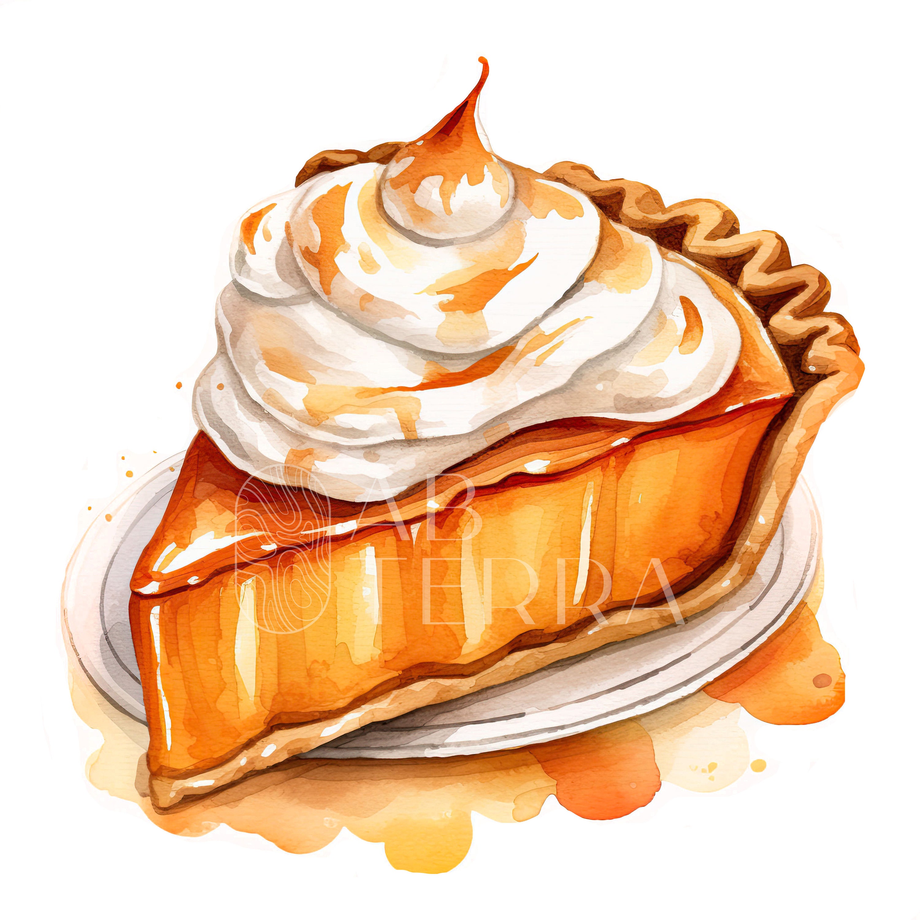 Watercolor Pumpkin Pie Clipart Bundle Commercial Use 10 JPG - Etsy