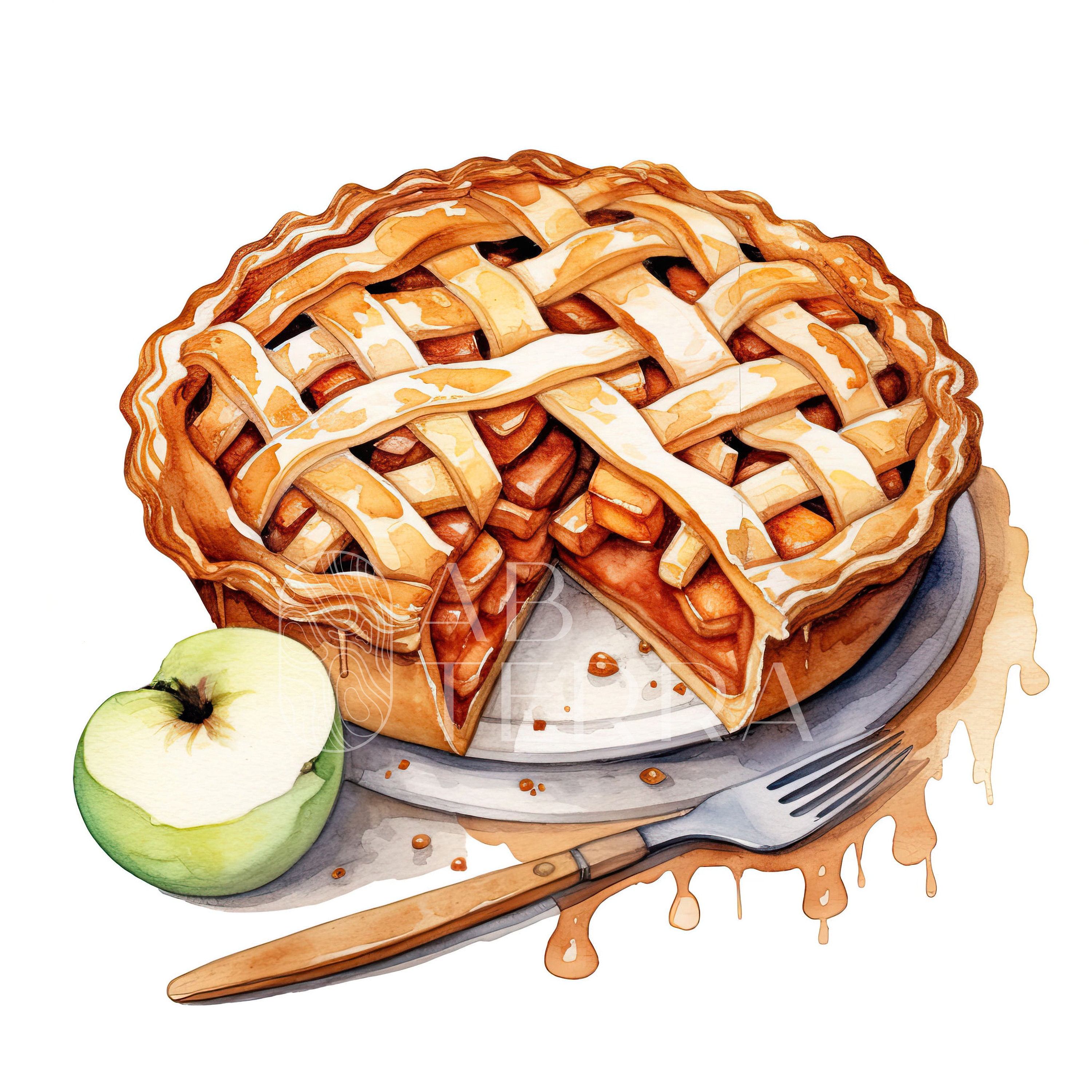 Watercolor Apple Pie Clip Art Bundle Commercial (Download Now) - Etsy