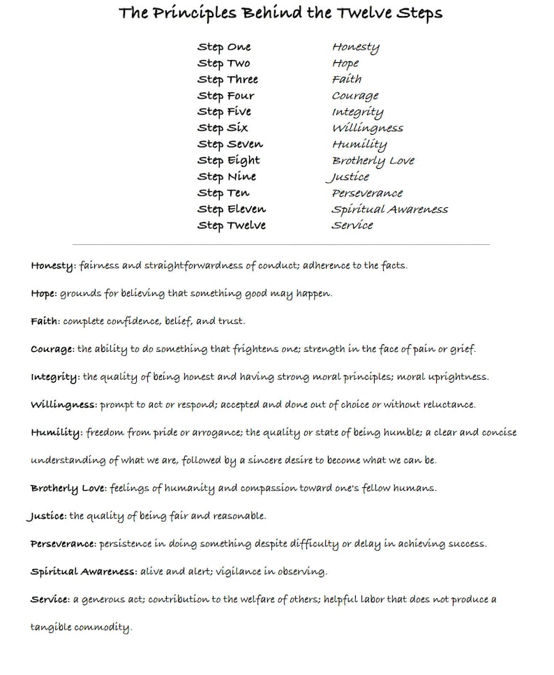 The Principles Behind the AA Twelve Steps - Etsy