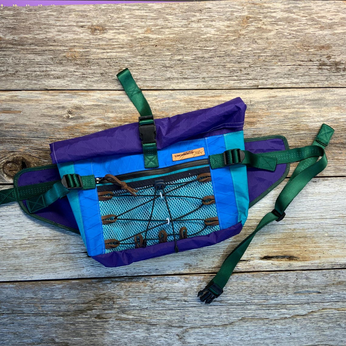 Roll Top Fanny Pack Ll Purple, Teal, Royal Blue Xpac Fabric and Rip ...