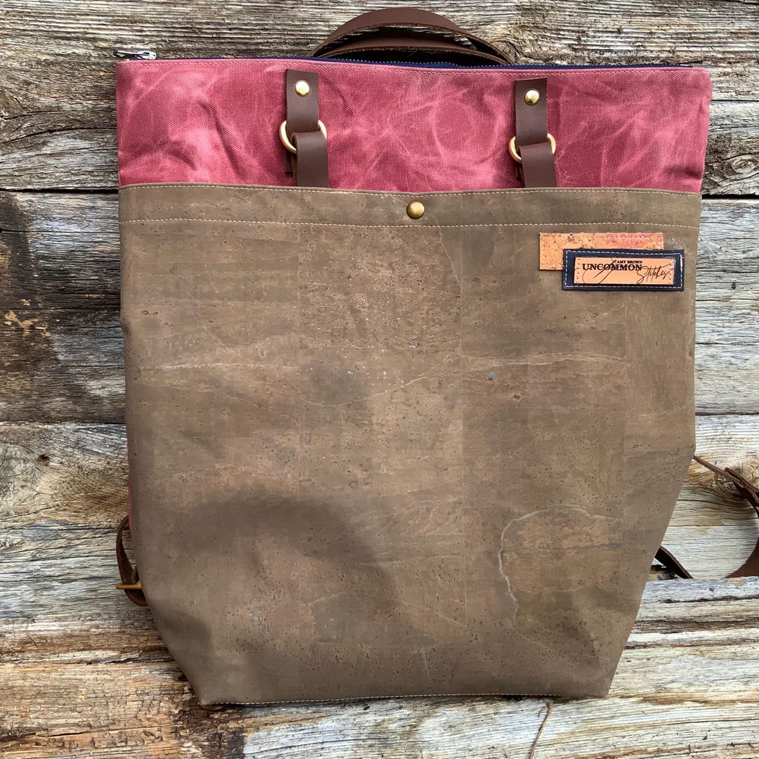 Women’s Waxed Canvas Convertible Backpack Ll Cork Fabric Accent Ll Full ...