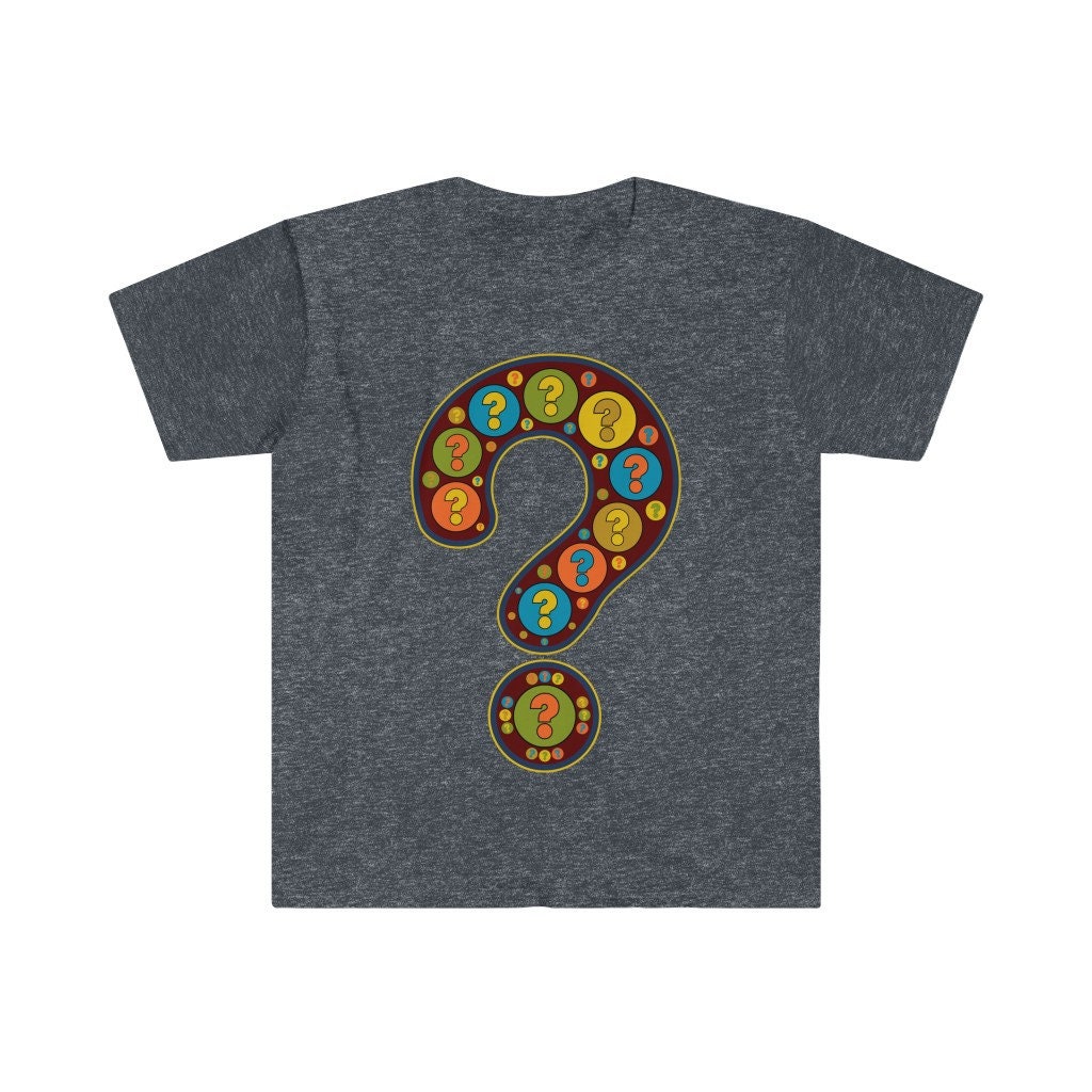 Question Mark Artful Image Shirt, Dark Red Punctuation Tee, Unisex ...
