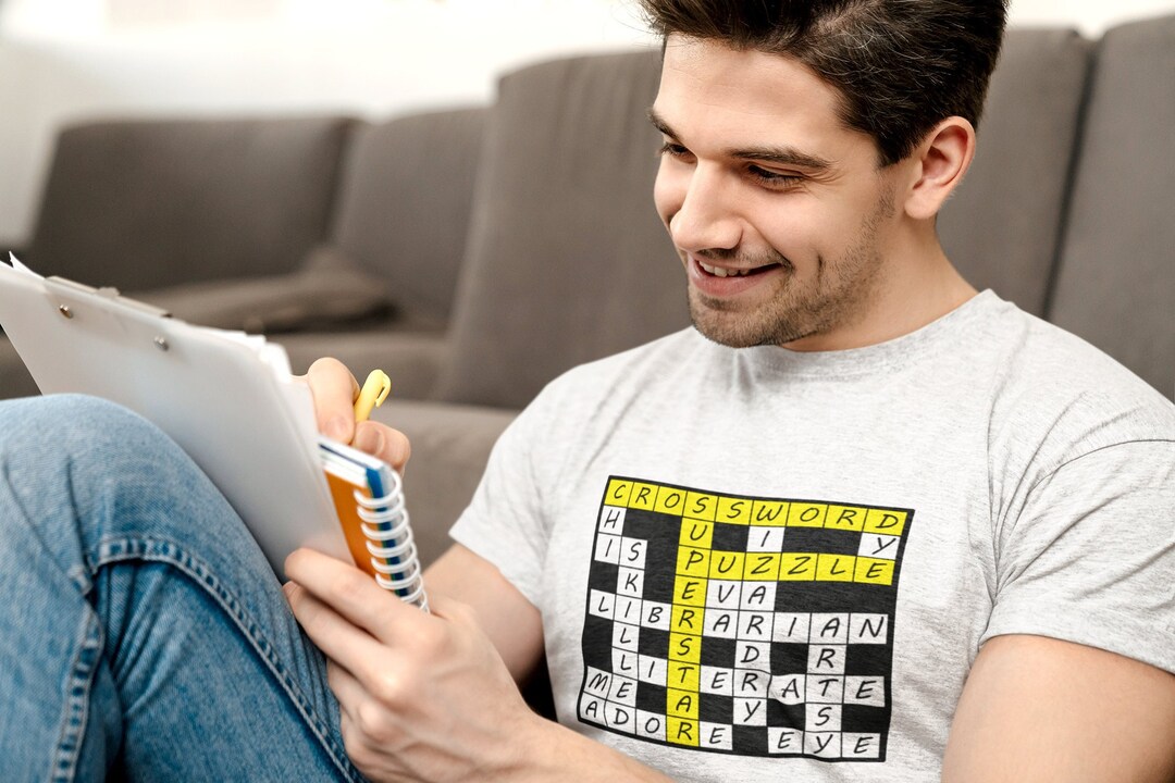 Crossword Puzzle Superstar T-shirt - Brain Games Yellow Highlight Comfy ...