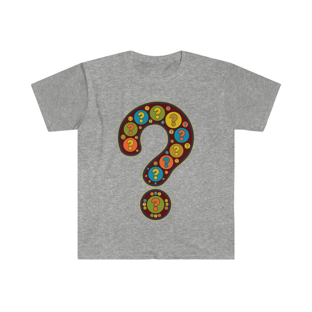 Question Mark Artful Image Shirt, Dark Red Punctuation Tee, Unisex ...