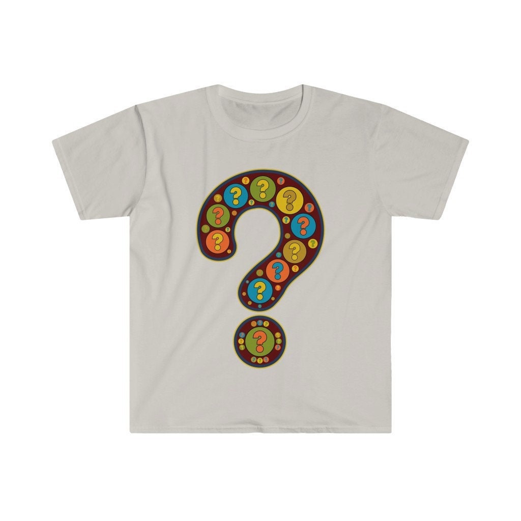 Question Mark Artful Image Shirt, Dark Red Punctuation Tee, Unisex ...