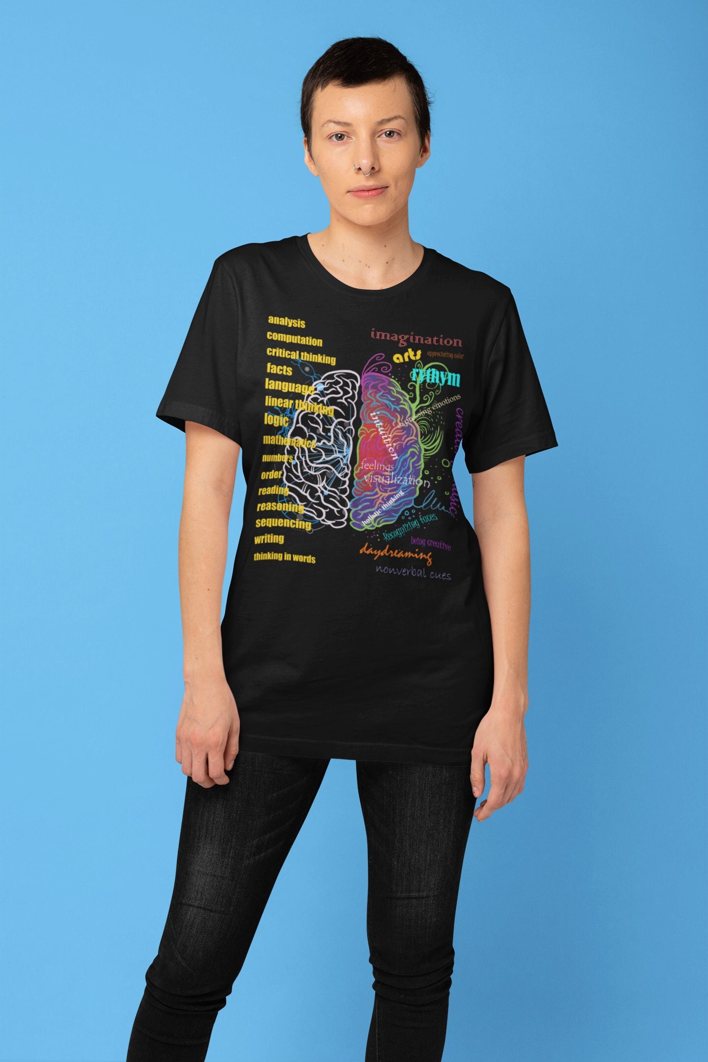 Left Brain Right Brain Cerebral Hemispheres Shirt -thinking Learning ...