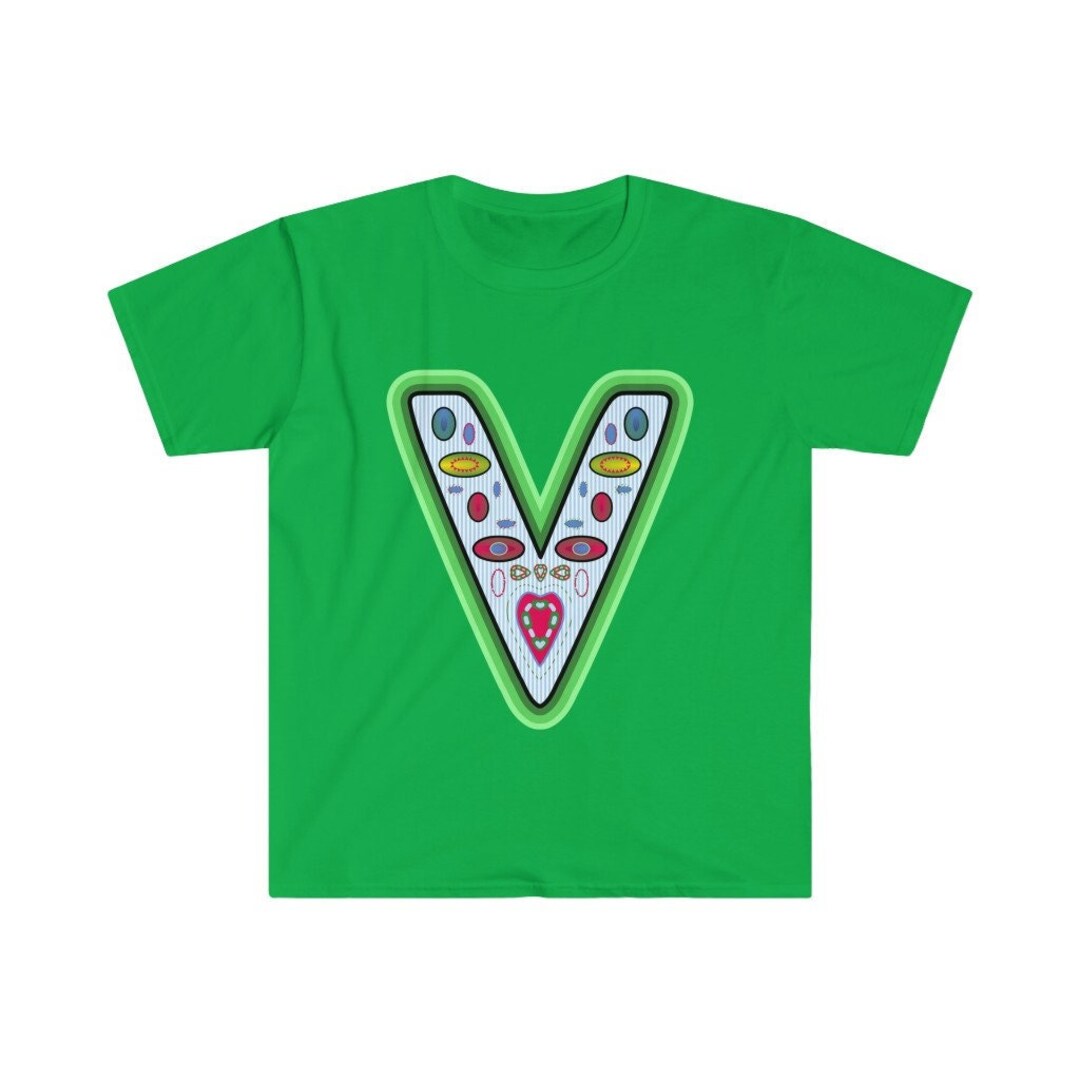 Letter V Stripes Green Outline - Etsy