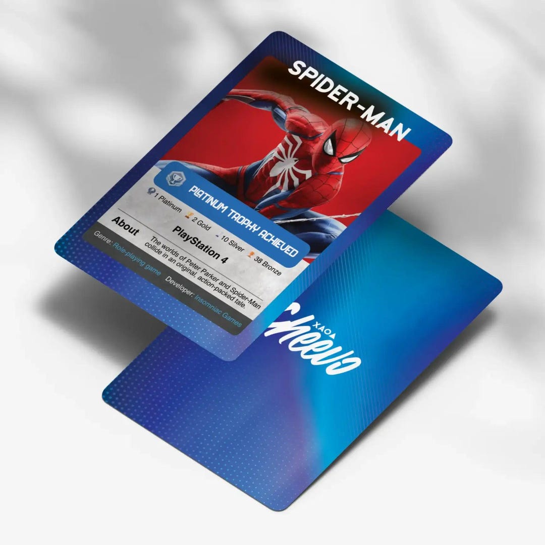 Spiderman Playstation Platinum Trophy Cards | Video Game Cards ...
