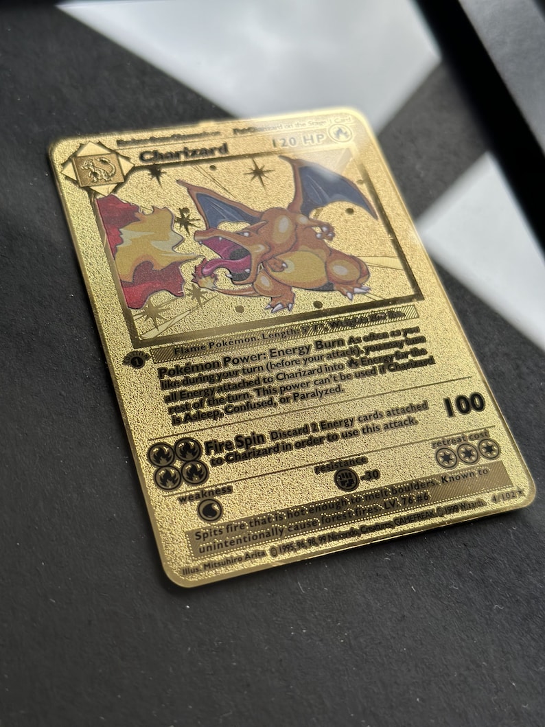 GOLD Metal Charizard Card in Frame. Perfect Pokemon Present - Etsy