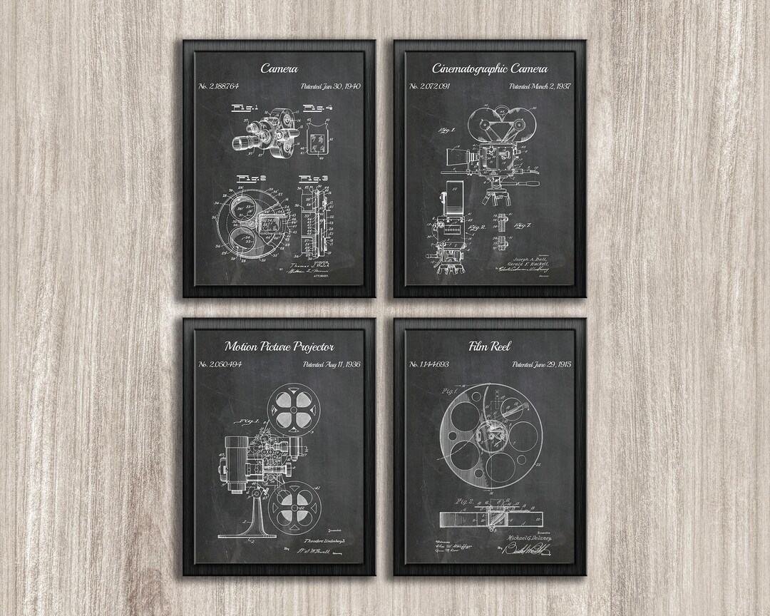 Film and Movie Making Set of 4 Patent Prints, Motion Picture Camera ...