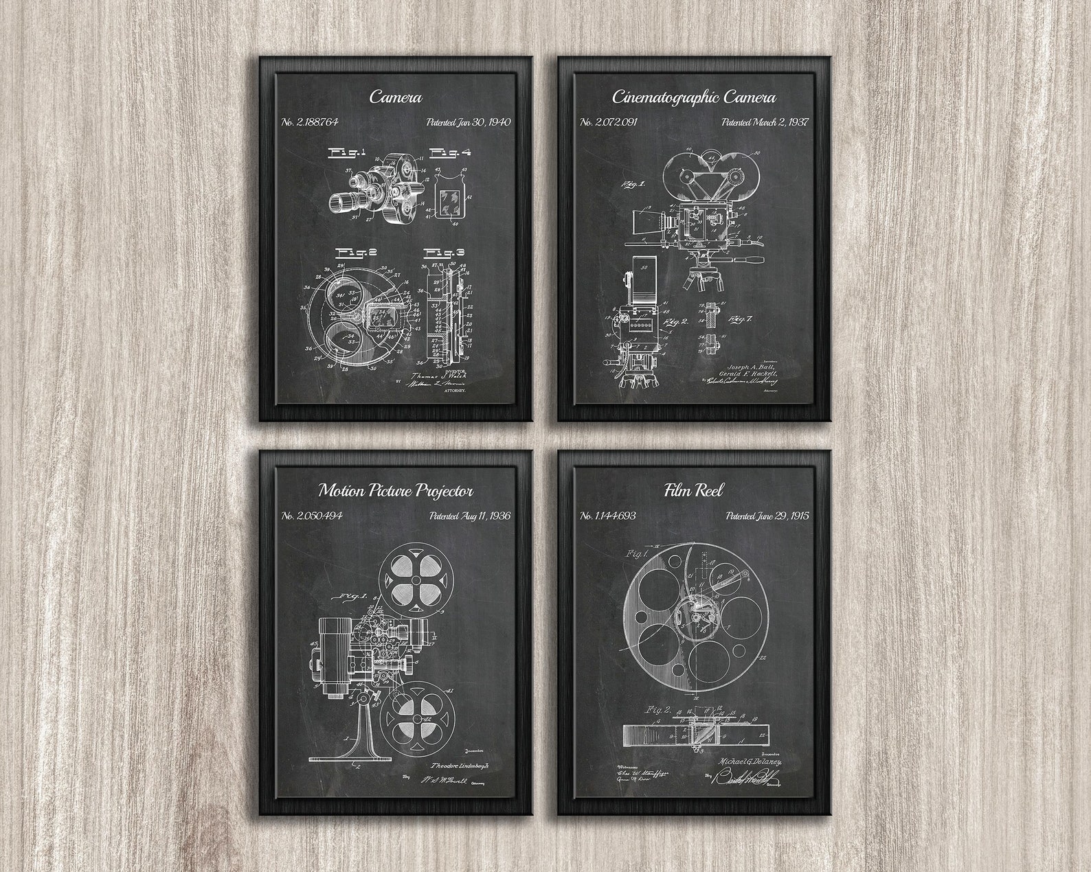 Film and Movie Making Set of 4 Patent Prints, Motion Picture Camera ...