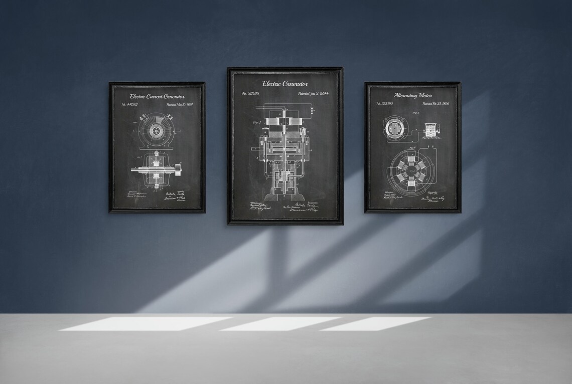 Tesla Patent Prints Set of 3 Engineering Invention Patents - Etsy