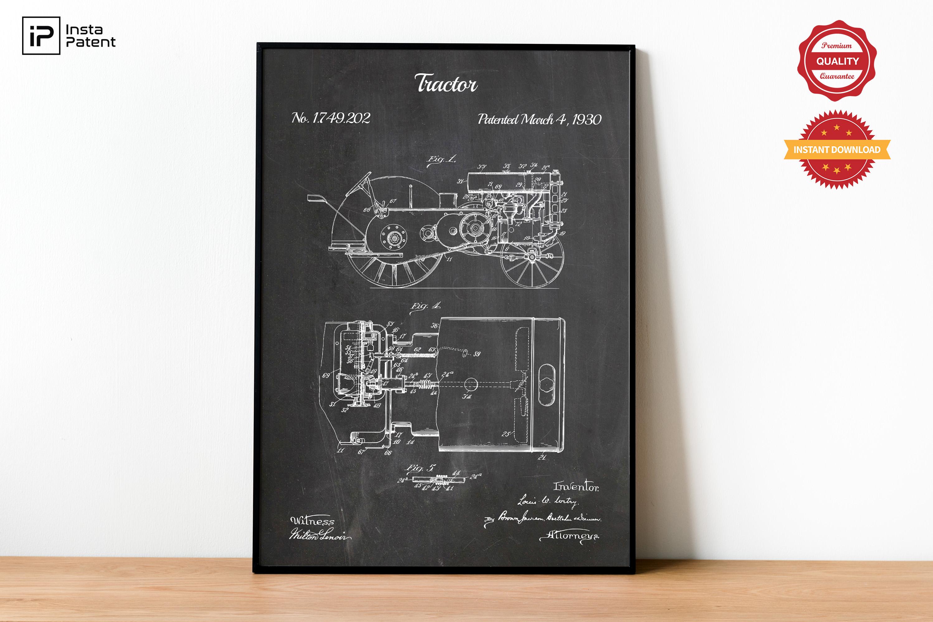 John Deere Tractor Patent Art Prints, Chalkboard Style (set of 4 ...