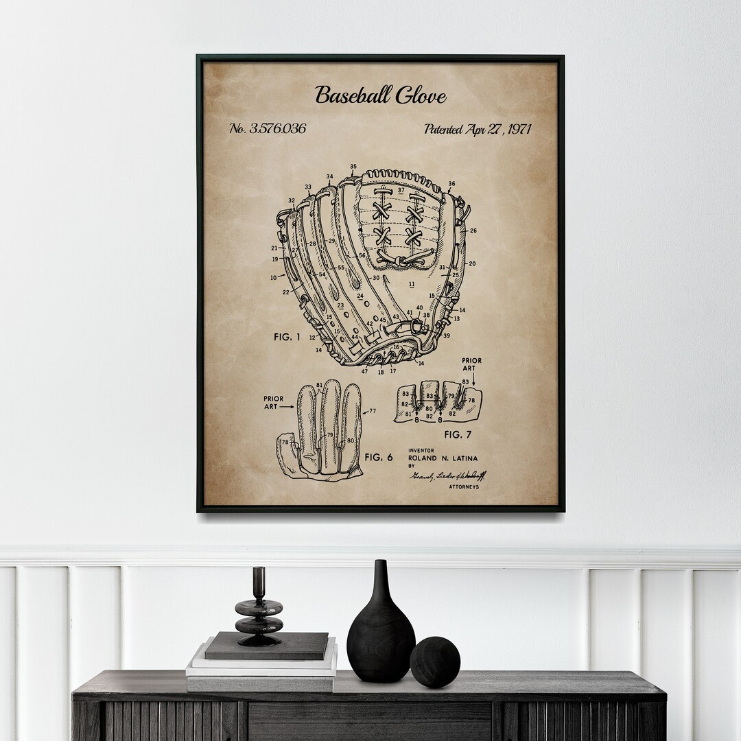 Baseball Glove Patent Print, Vintage Baseball Art, Boy's Room Wall Art ...