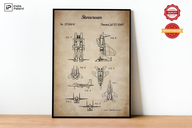 Transformers Patent Prints 4 Set, Optimus Megatron Devastator ...