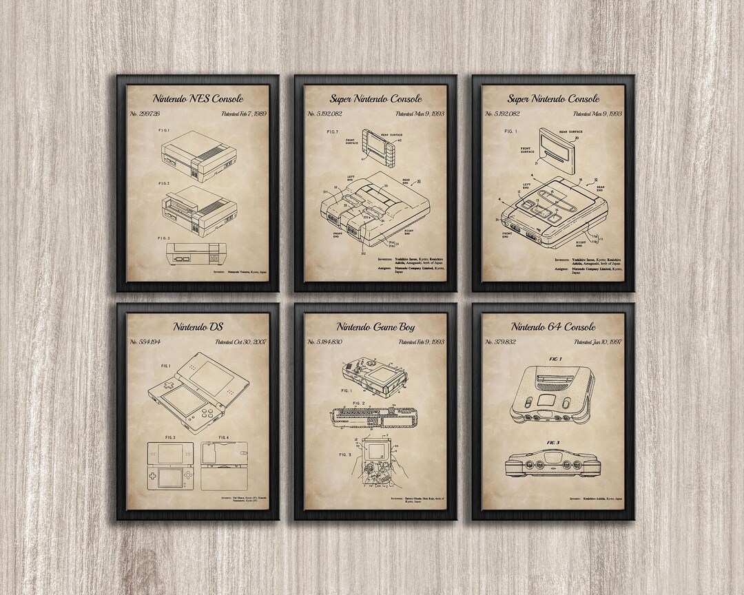 Retro Video Game Console Patent Art Prints, Set of 6 (instant Download ...
