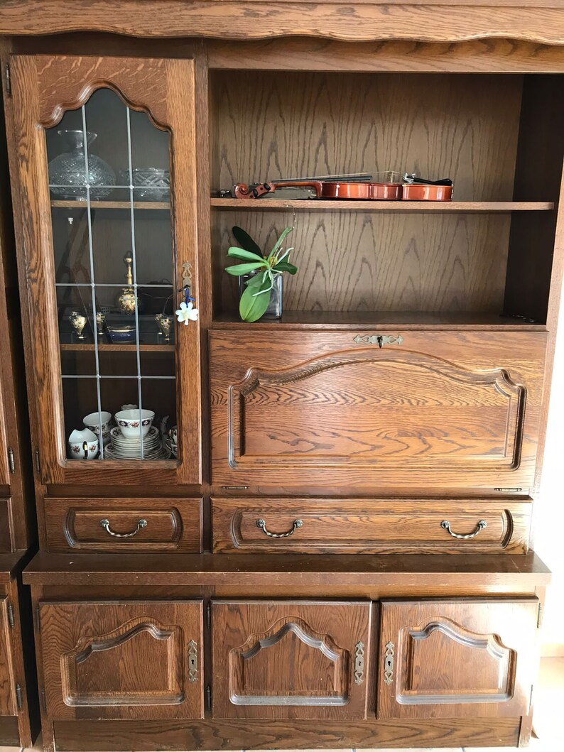 Retro Early 1980s Solid Oak Wall Unit - Etsy
