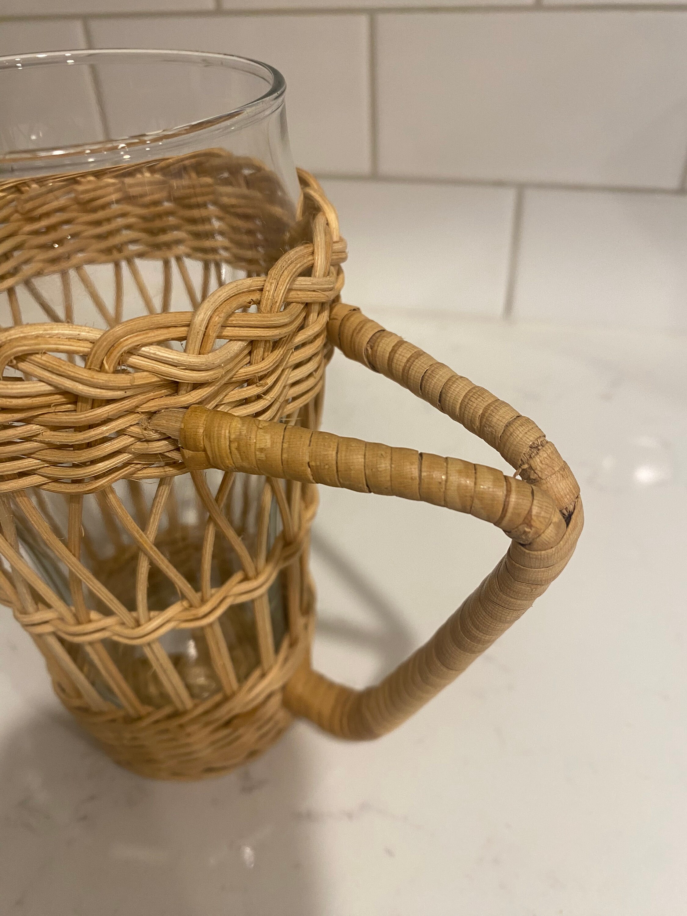 Vintage Rattan Cup Holders, Boho Dinnerware - Etsy