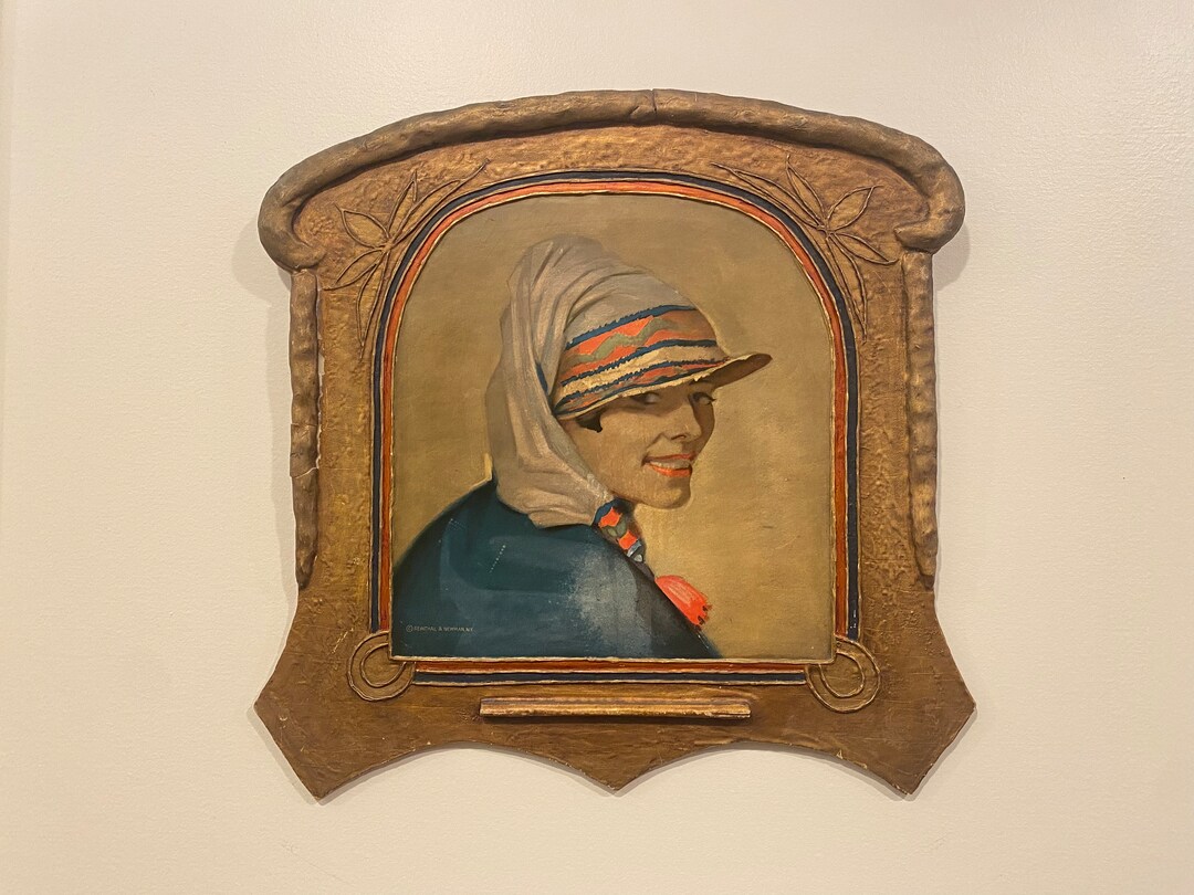 Vintage Wood Plaque Reinthal & Newman NY Woman ginny Print - Etsy