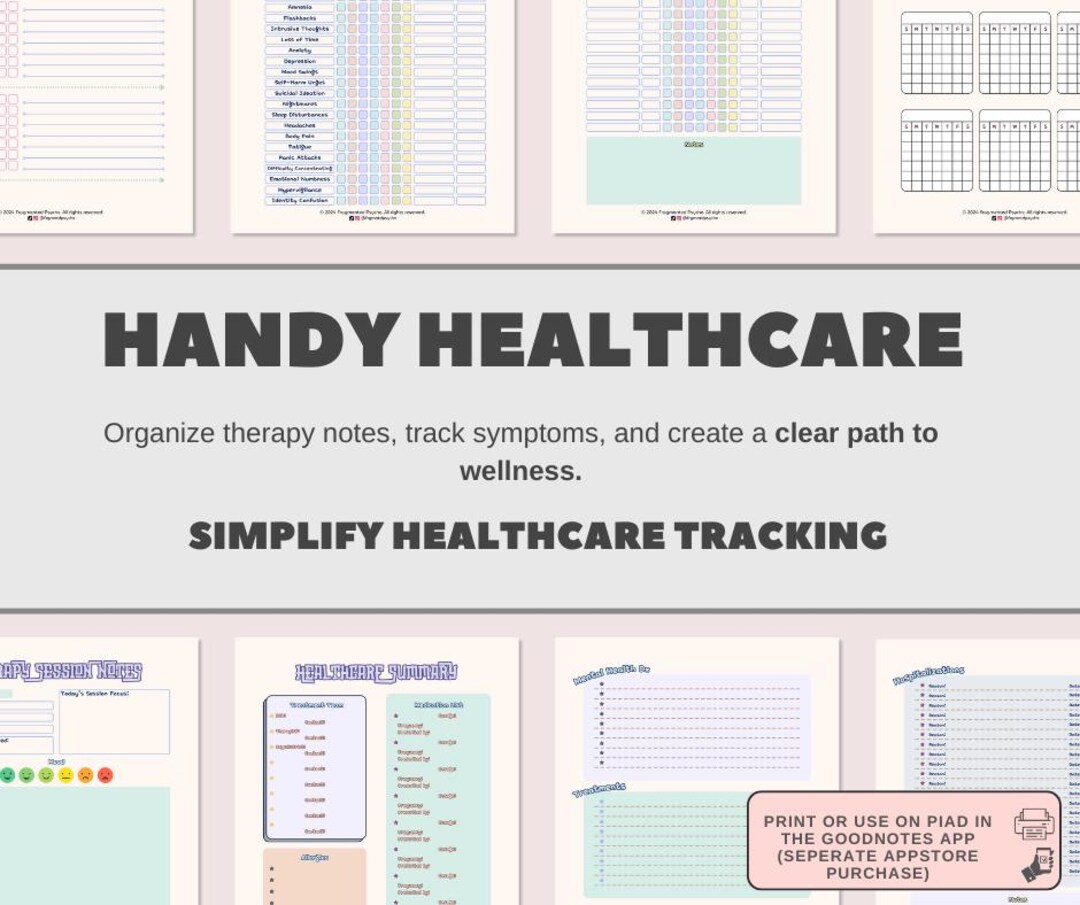 Handy Healthcare: Printable Mental & Physical Health Tracker for Trauma ...