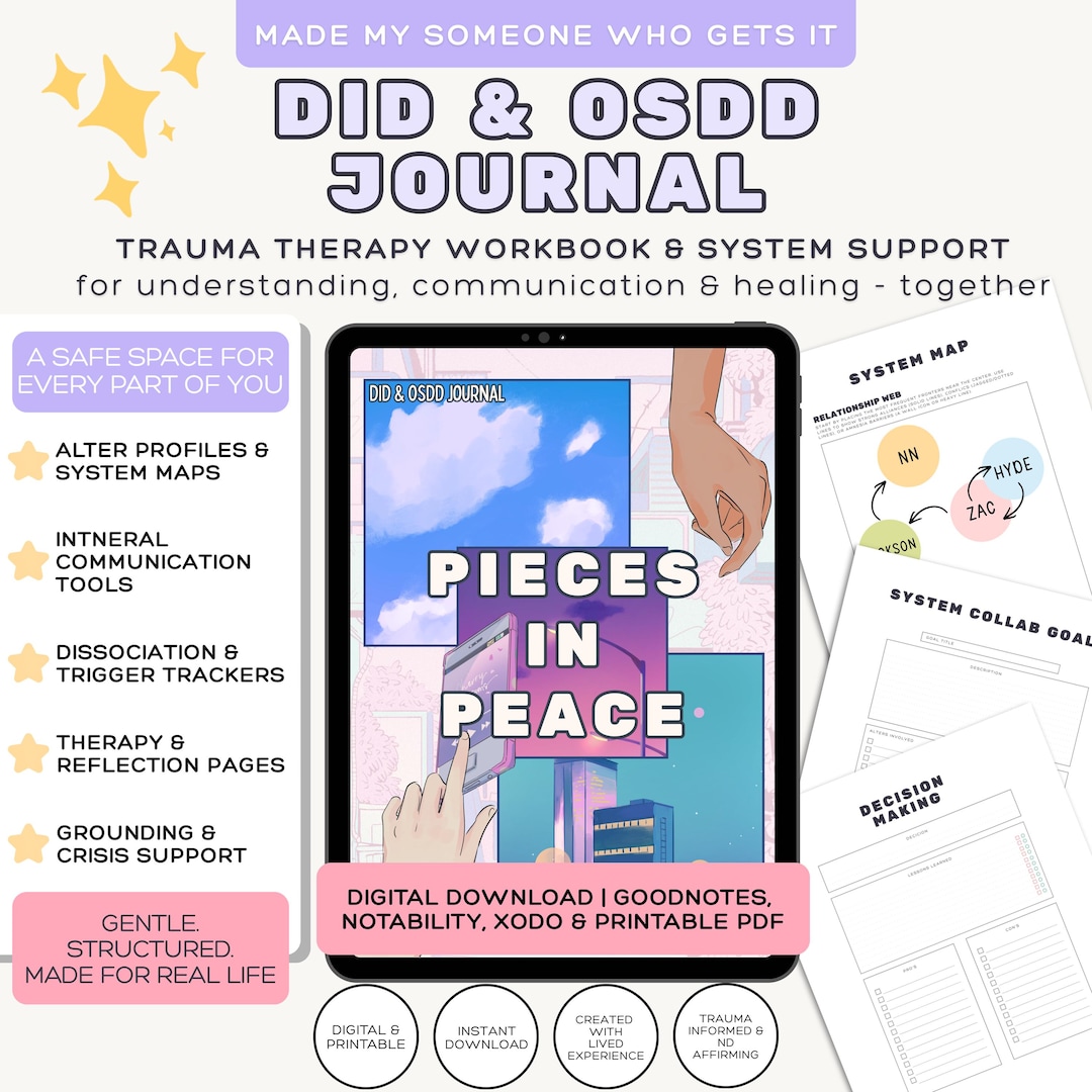 DID OSDD Journal | Trauma Workbook, Dissociation Tracker, System ...