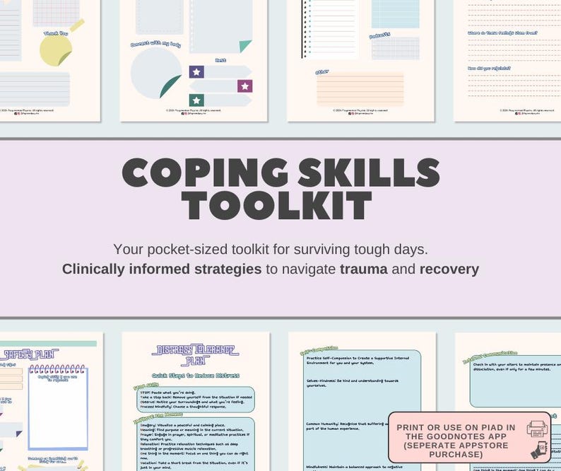 Coping Skills Toolkit | Therapy, Workbook, Planner, Trauma, CPTSD, BPD ...