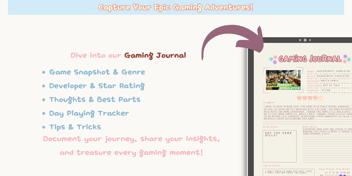 Cozy Gamer Journal: Track, Plan, and Play With Colorful Joy - Etsy