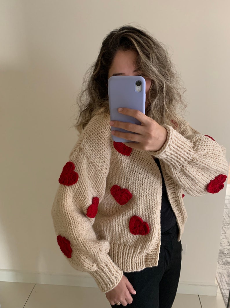 Handmade Heart Cardigan for Her Womans Casual Valentines - Etsy