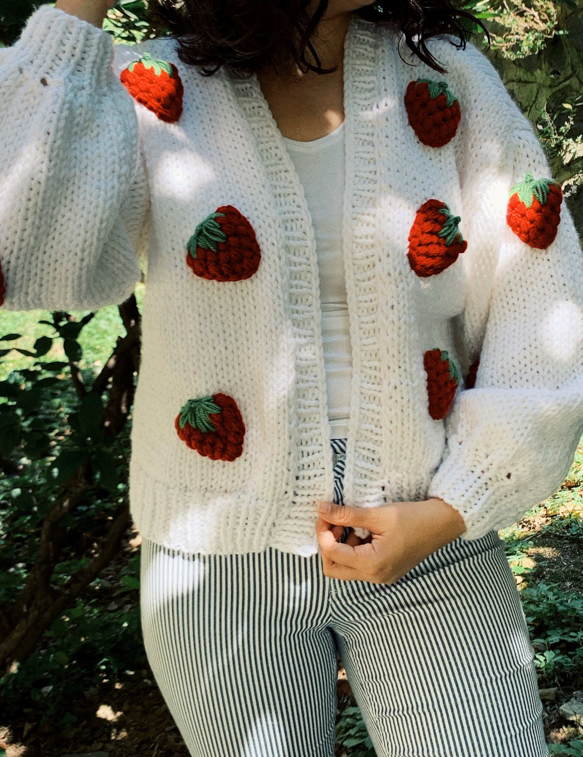 Strawberry Handmade Cardigan for Woman Chunky Cardigan - Etsy