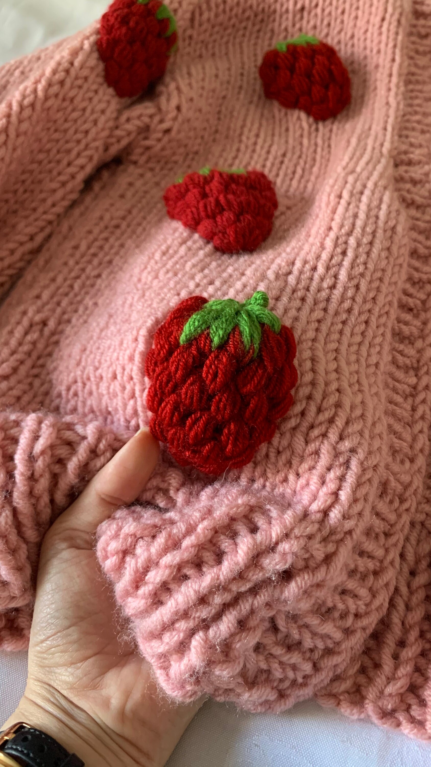 Strawberry Handmade Cardigan for Woman | Chunky Cardigan | Gift for Her ...
