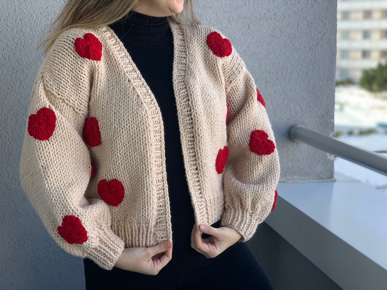 Heart Cardigan for Woman Red Heart Garland Cardigan Red - Etsy