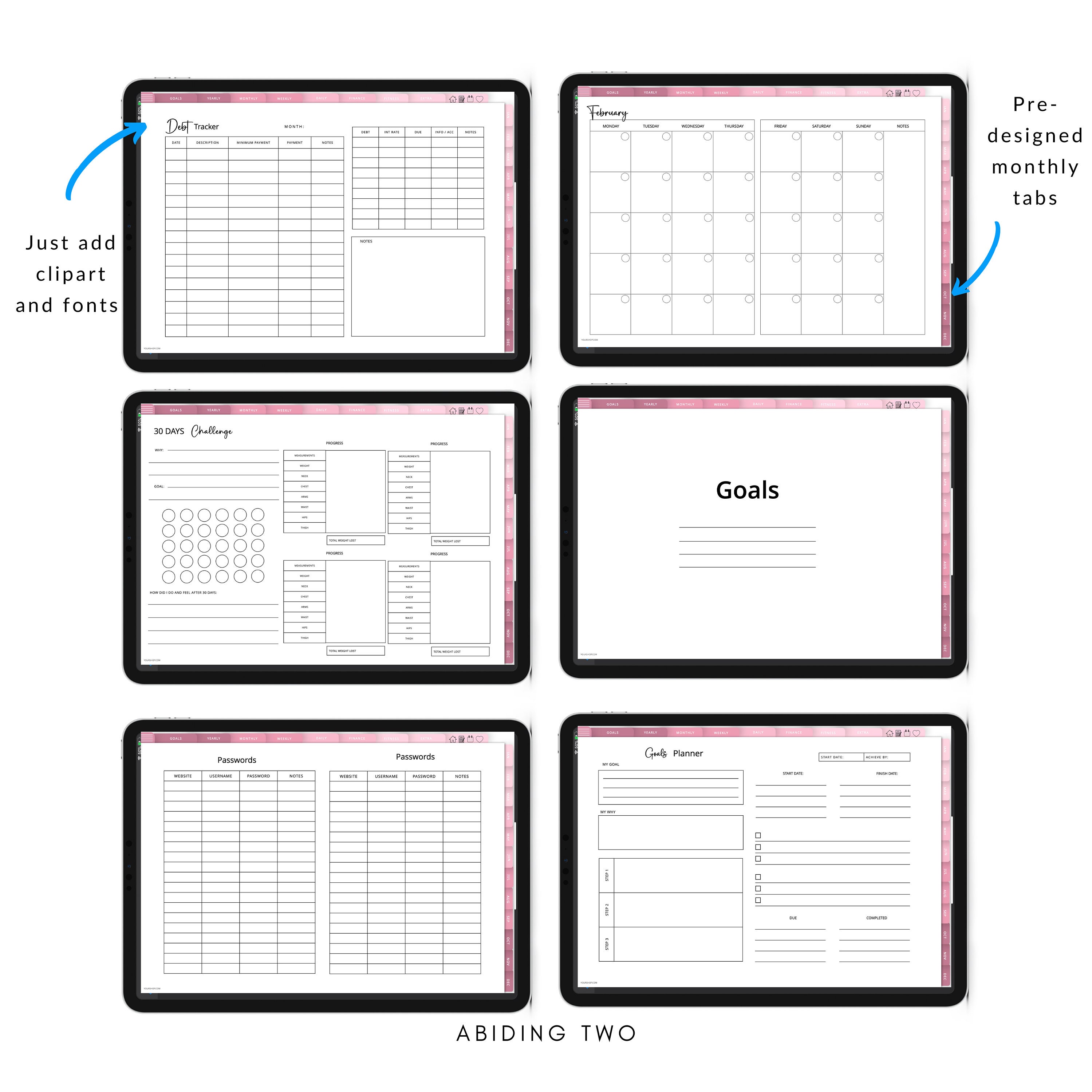 Digital Planner Template, Digital Planner Custom Digital Planner ...