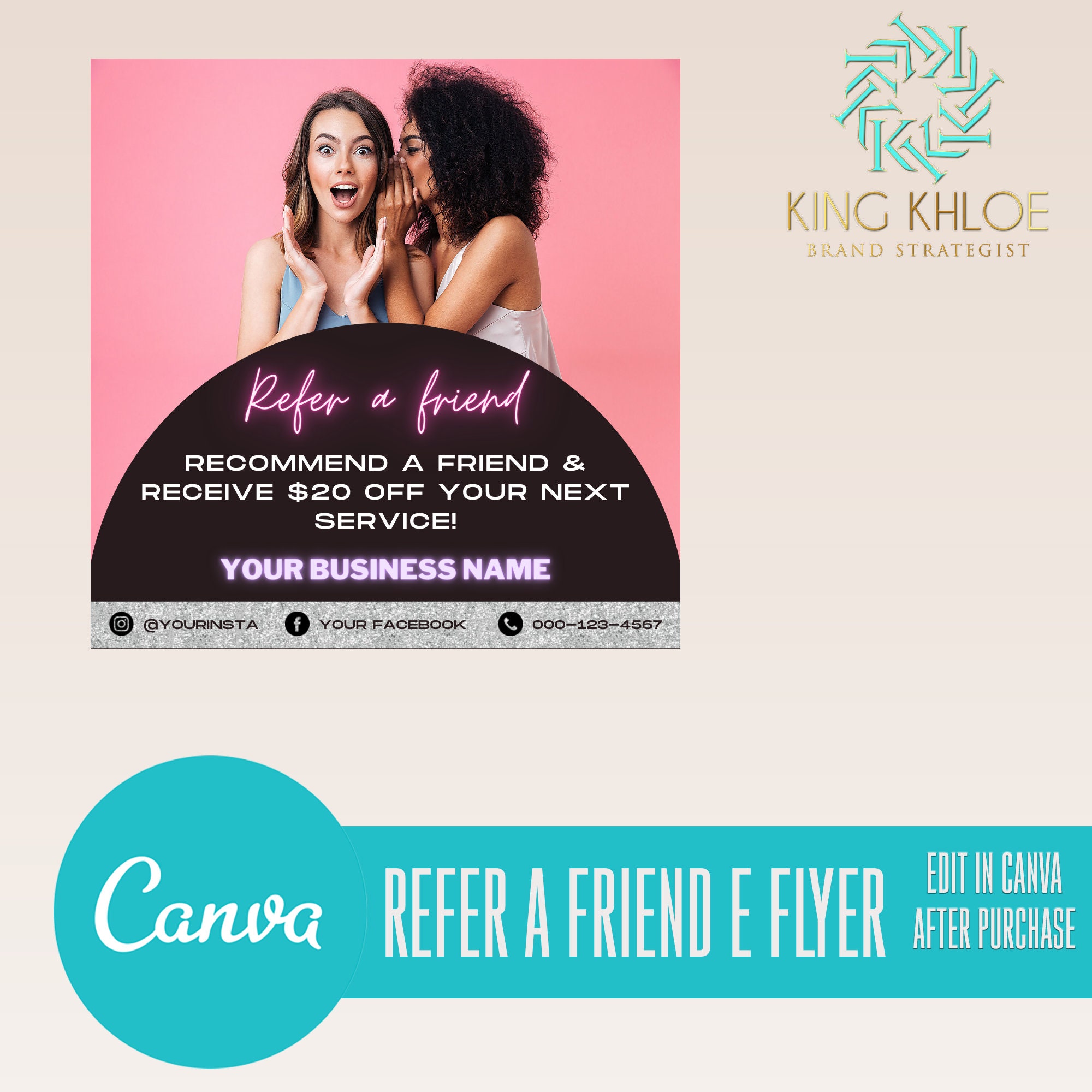 DIY Refer A friend E flyer Design & Templates Stationery Paper & Party ...