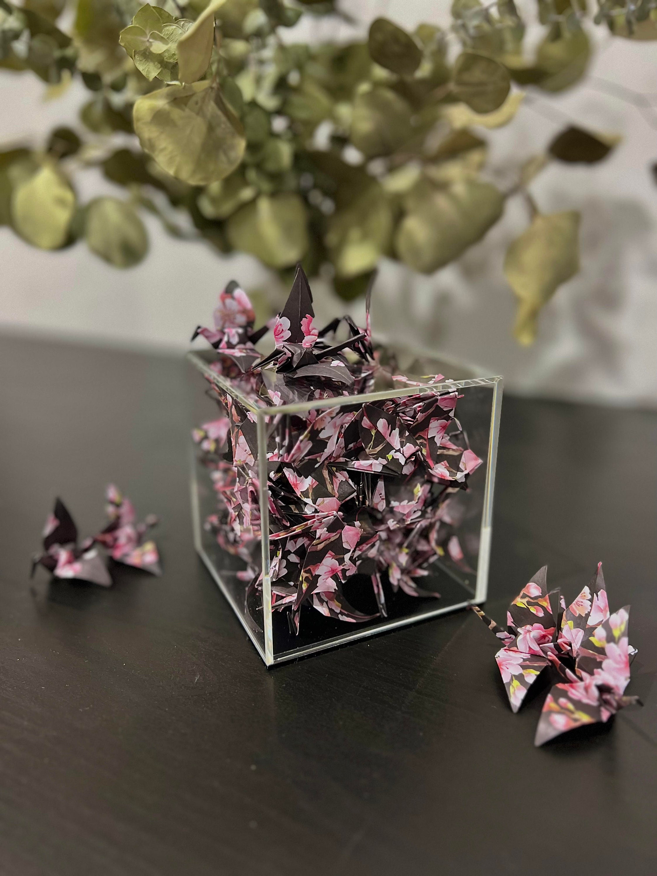 Origami Cranes in Acrylic Cube Display Case - Etsy