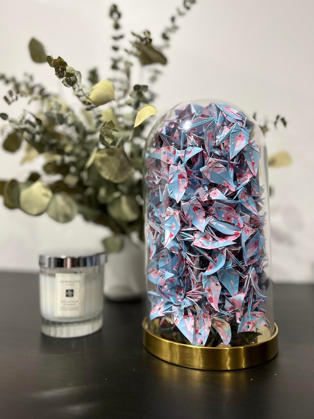 Origami Cranes in Glass Dome Display Case - Etsy