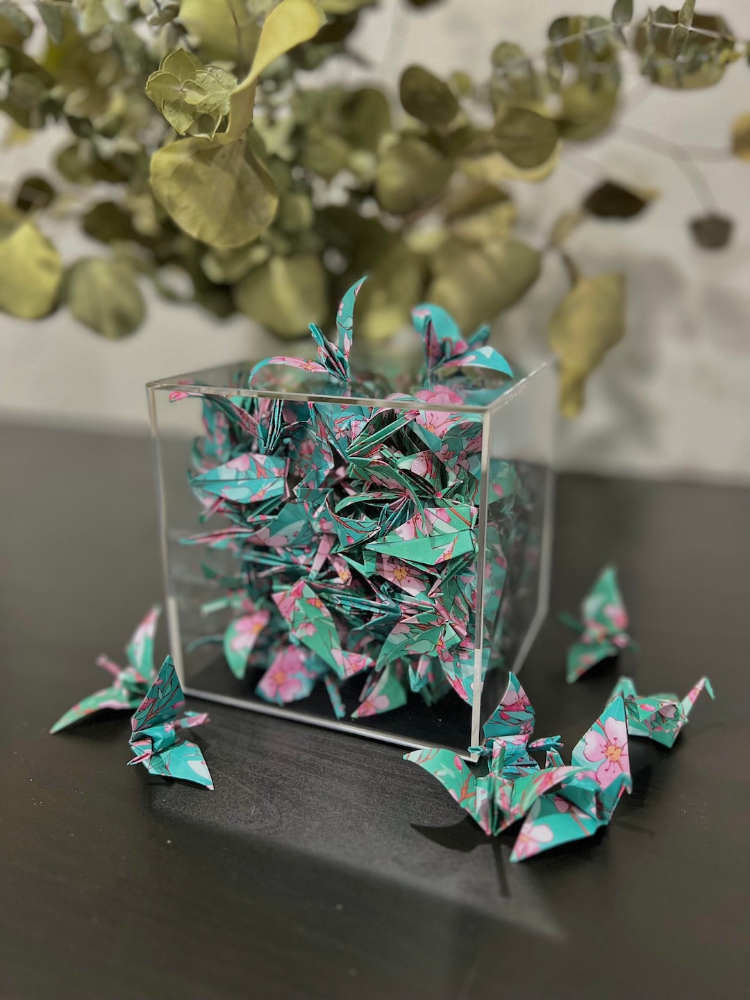Origami Cranes in Acrylic Cube Display Case - Etsy