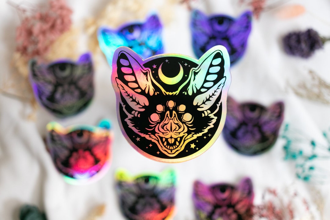 Bat Sticker Halloween Holographic Fledermaus Aufkleber Witchy Halloween ...