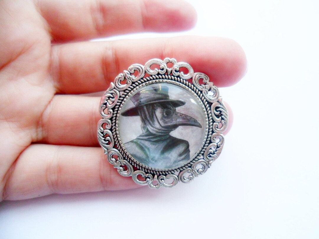 Gothic Plague Doctor Brooch From Original Artwork, Black Death, Still ...