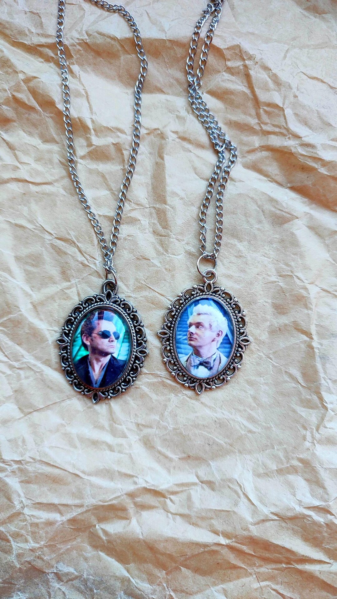 Angel and Demon Necklace, Aziraphale and Crowley Necklace, Good Omens ...